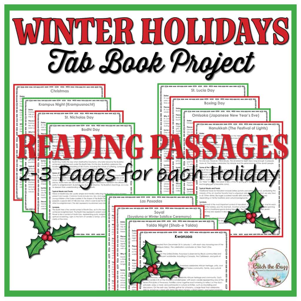 Winter Holidays Around the World Tab Book + Close Readings - Catch the ...