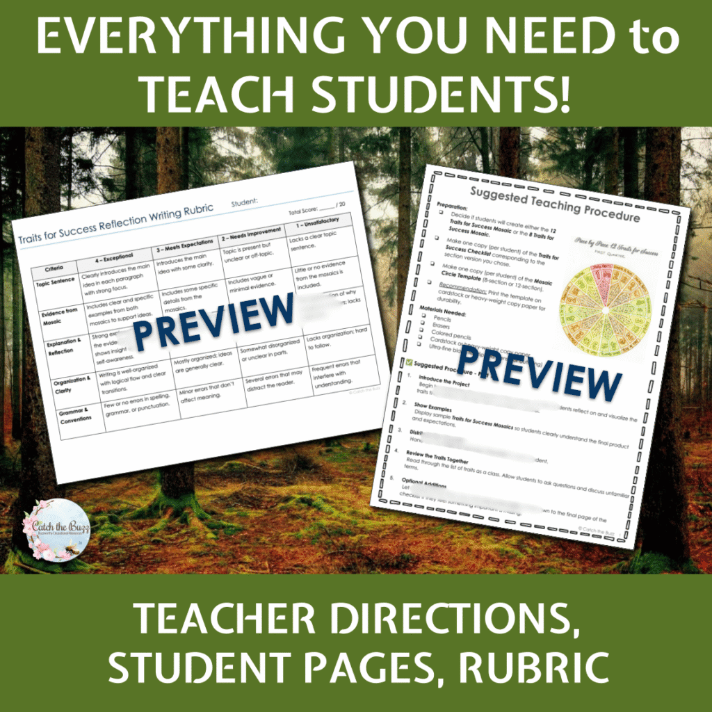 Back to School SEL Activity | Self-Assessment + Traits Mosaic Growth ...